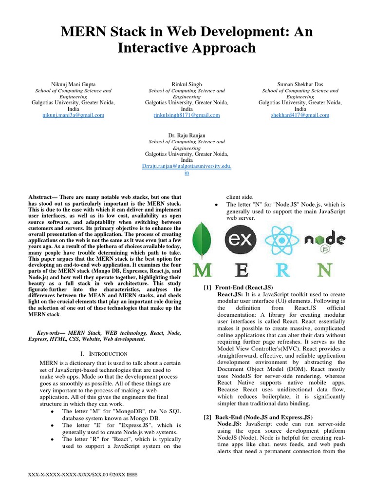 MERN STACK: An Alternative Approach | PDF | Web Application | World ...