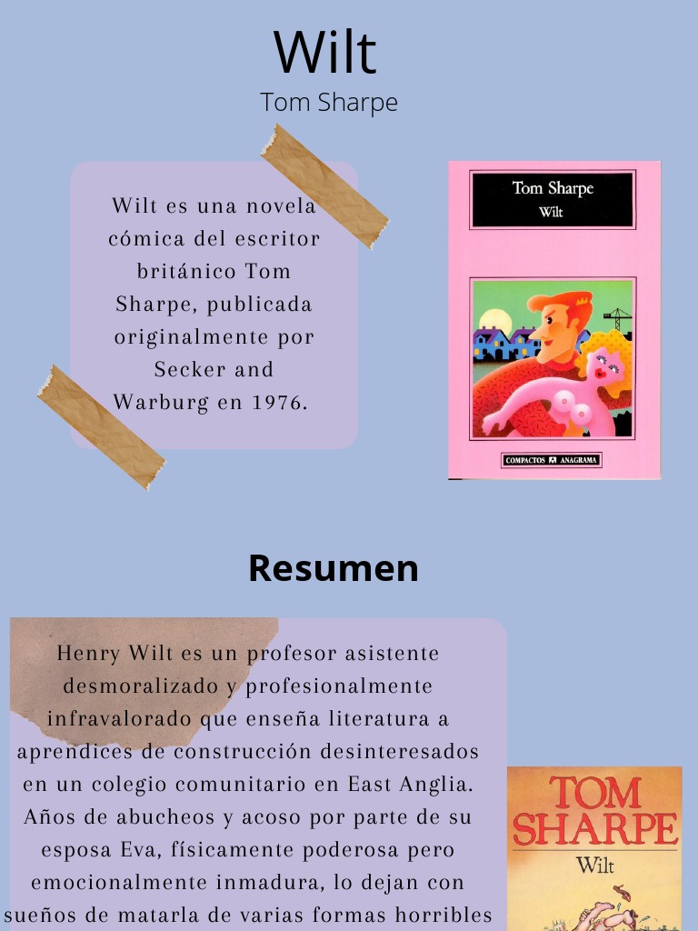 Wilt Es Una Novela Cómica Del Escritor Británico Tom Sharpe, Publicada ...