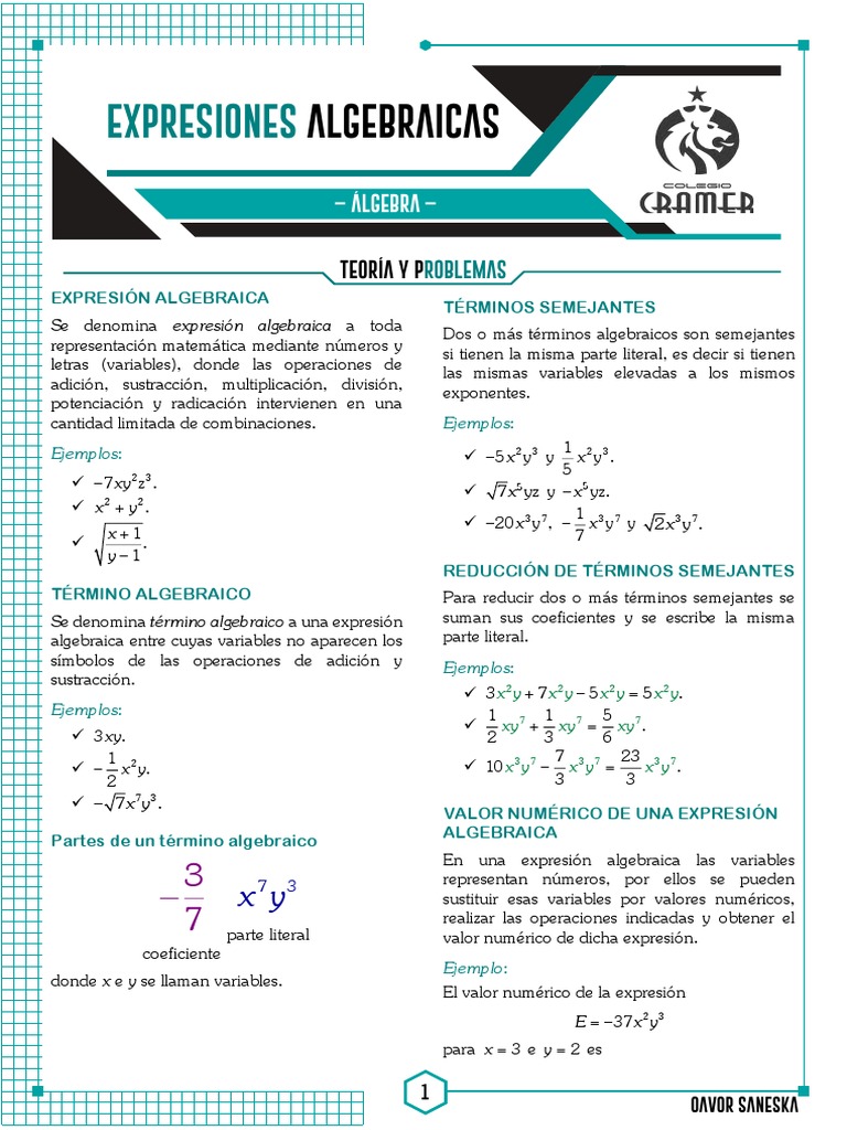 Expresiones Algebraicas | PDF | Álgebra abstracta | Aritmética