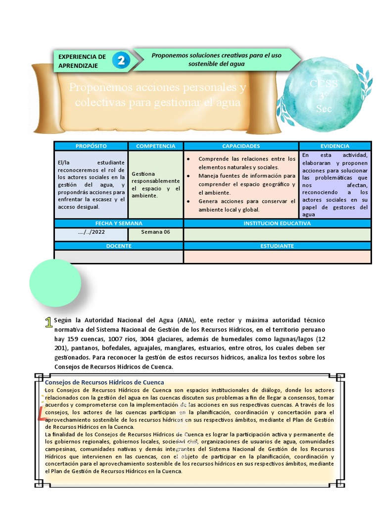 CCSS 3° - Eda 2 - Actividad Del Alumno | PDF | Agua | Sustentabilidad