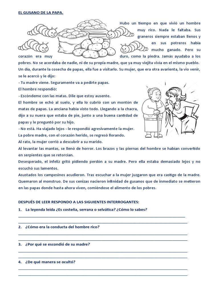 La leyenda del gusano en la papa | PDF