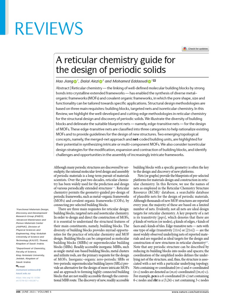 A Reticular Chemistry Guide For THR Design of Periodic Solid | PDF ...