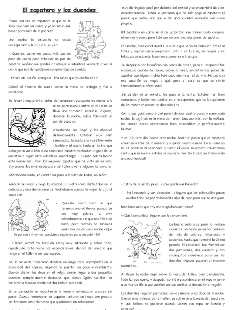 LECTURA - El Zapatero y Los Duendes | PDF | Zapato