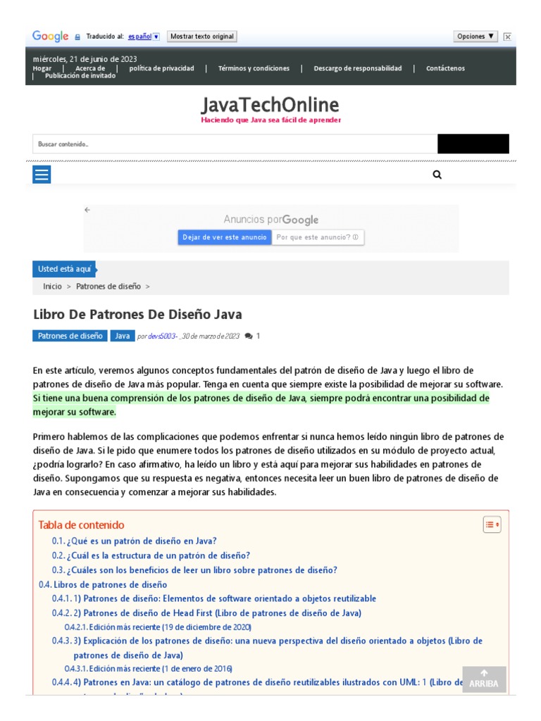Libro de Patrones de Diseño Java - JavaTechOnline | PDF | Patrón de diseño de software | Java ...