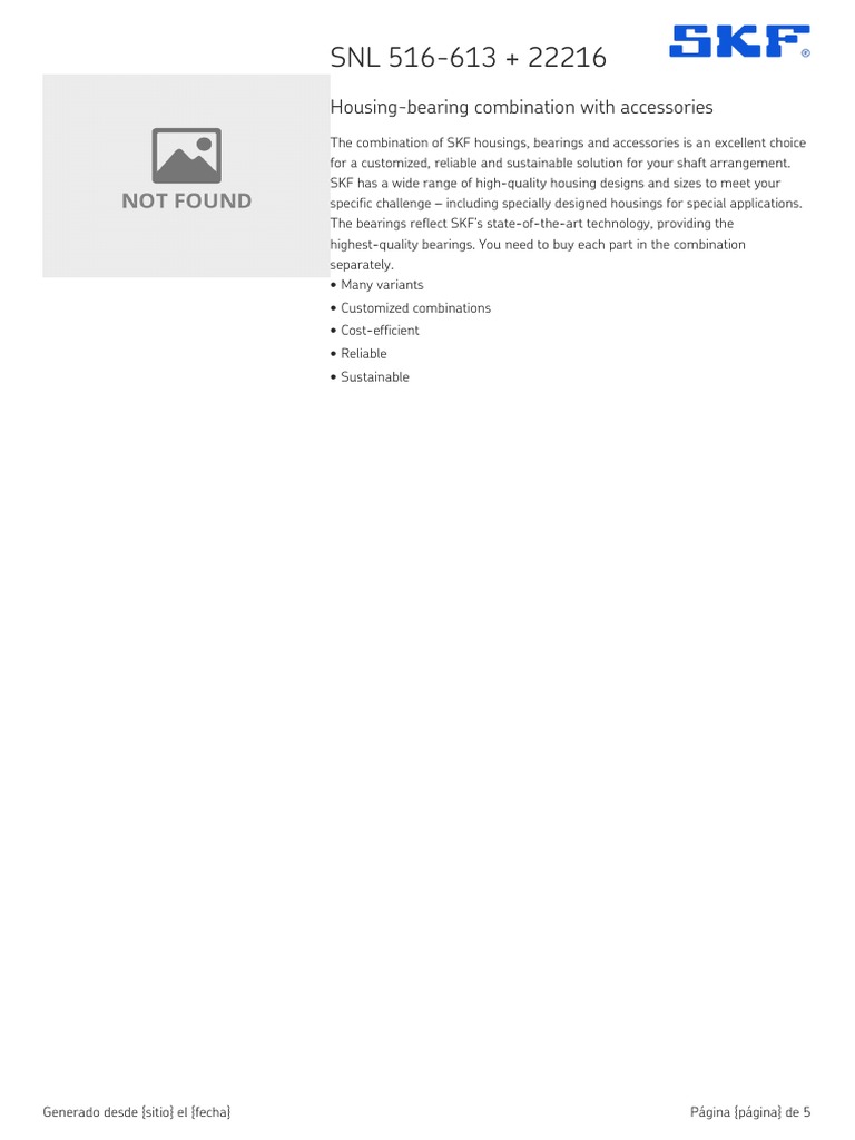 SKF SNL 516-613 + 22216 Specification (1) (1) - 230314 - 153715 | PDF ...