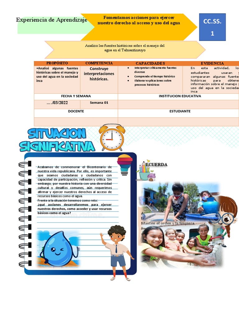 (CC - SS) 1° - Ficha Alumno (Exp 1) | PDF | Agua | Imperio Inca