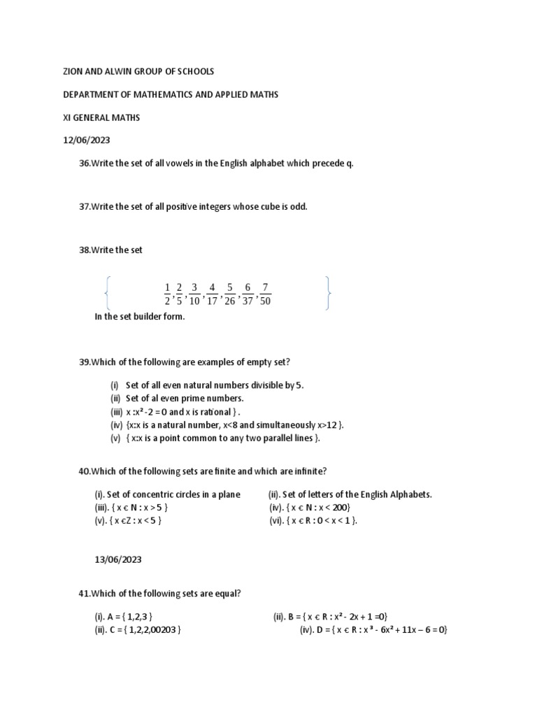 Senior Secondary Xi Maths | PDF | Numbers | Mathematics
