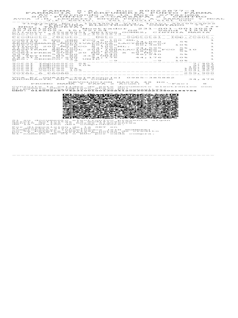 FARMA S.A. - Ruc 80022877-4 Farmacia Y Perfumeria Punto Farma Suc Punto 233-Caazapa 2. Centro ...