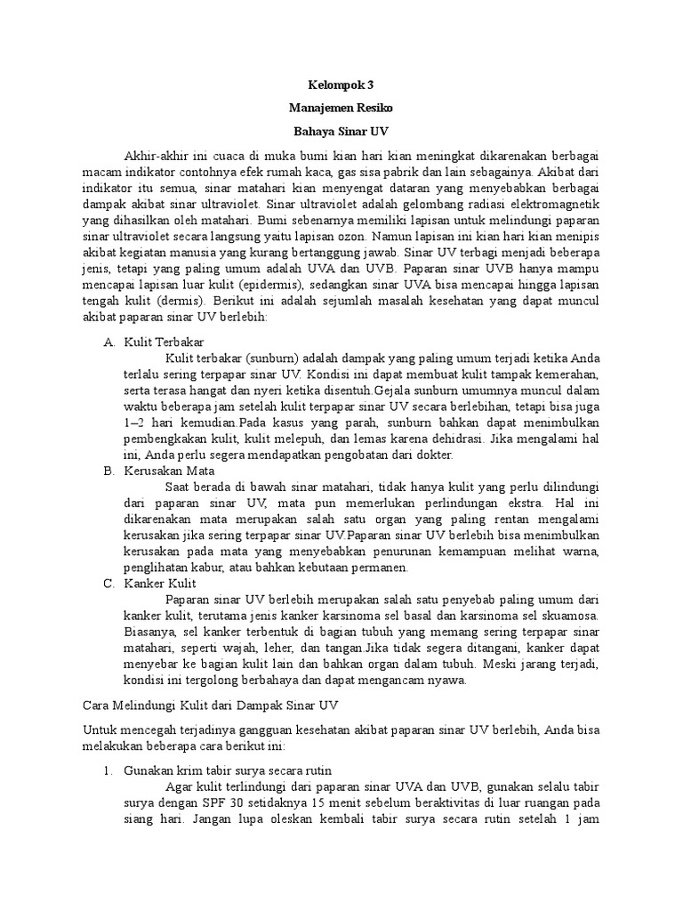 Bahaya Sinar Uv | PDF | Pengembangan Diri