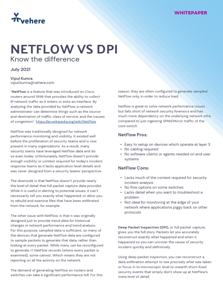 Whitepaper NETFLOW VS DPI | Download Free PDF | Computer Network | Information And ...