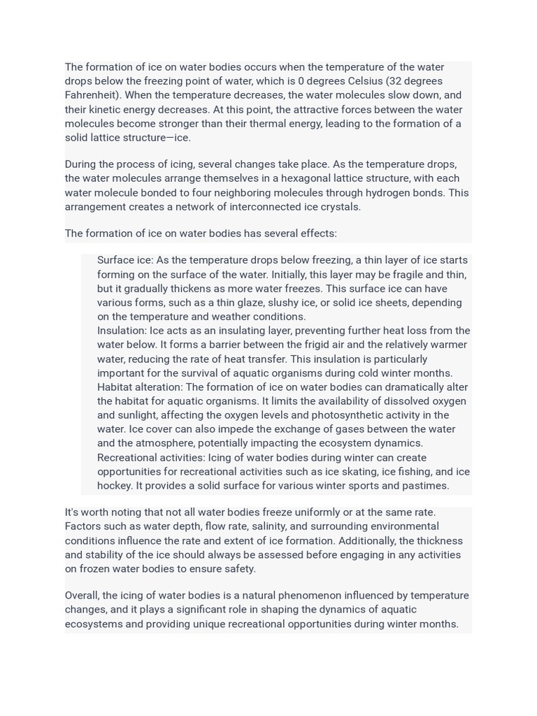 Formation of Ice Water Bodies | PDF | Ice | Water