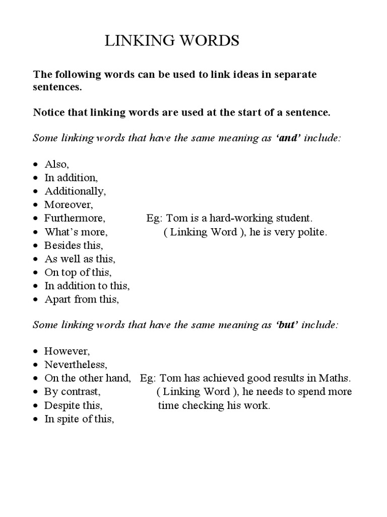 Linking Words and Sentence Exercises | PDF | Career & Growth