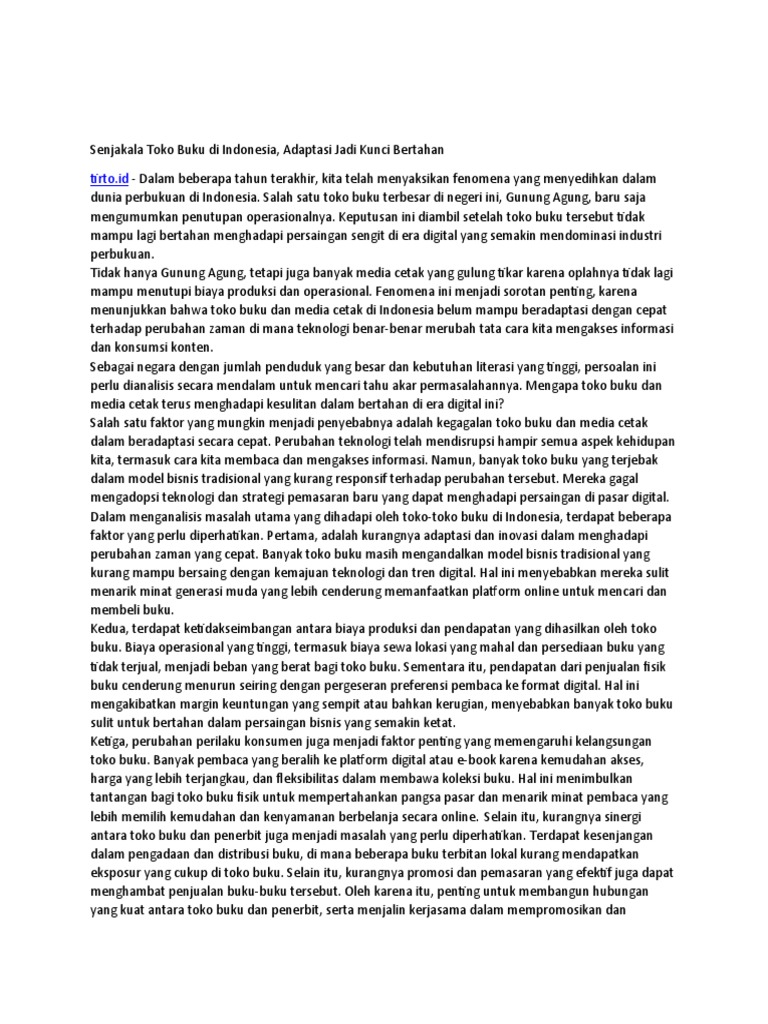 Senjakala Toko Buku di Indonesia | PDF