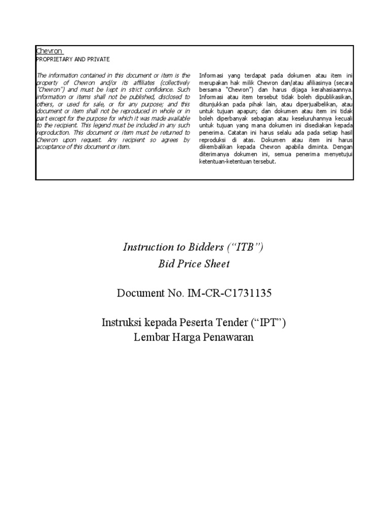 Chevron Bid Price Sheet for Gas Services | PDF | Mechanical Engineering ...