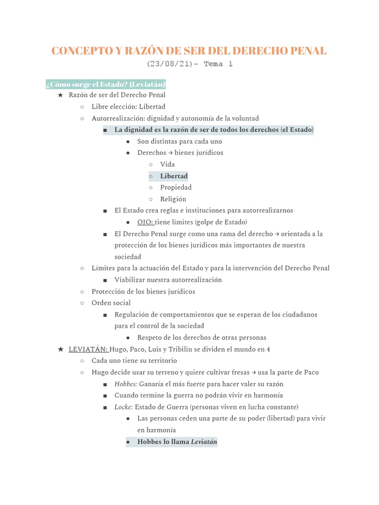 Concepto y Razón de Ser Del Derecho Penal | Descargar gratis PDF | Derecho penal | Intención ...
