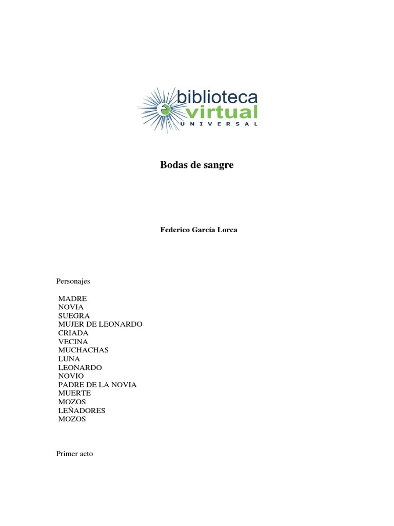 Bodas de Sangre Letra Mas Pequeña | PDF