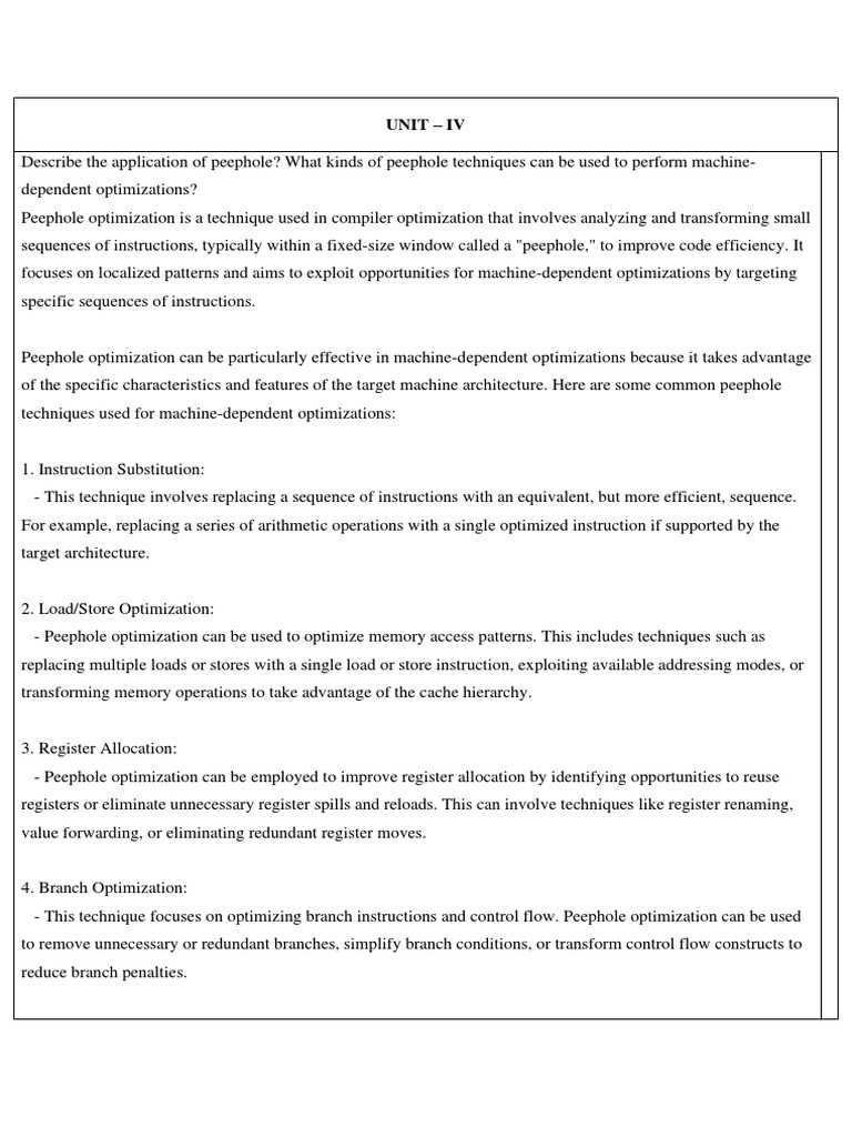 Unit 4 CD | PDF | Program Optimization | Variable (Computer Science)