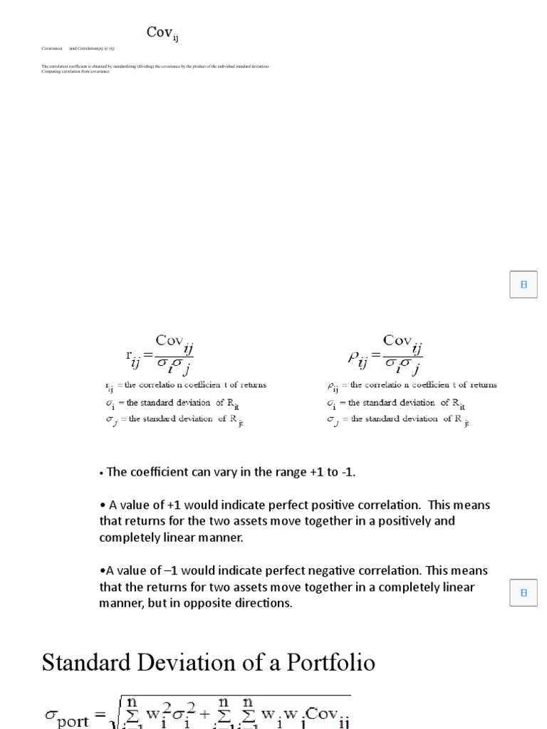 Risk and Return - Correlation - Covariance | PDF