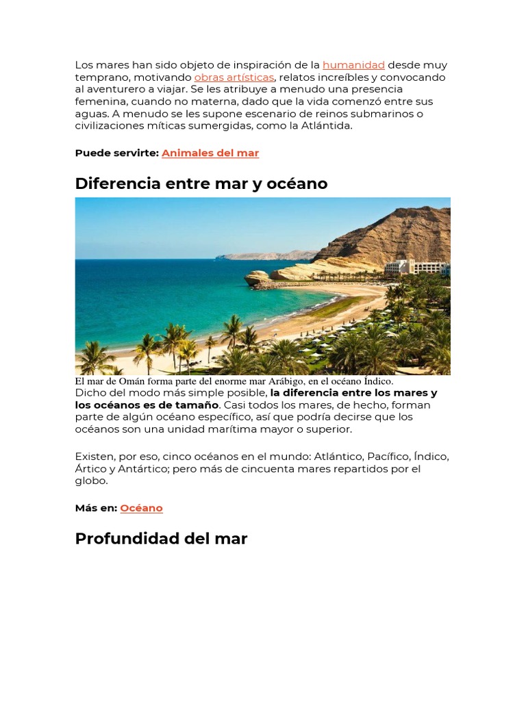 Diferencias entre mares y océanos | PDF | Mar | Océanos