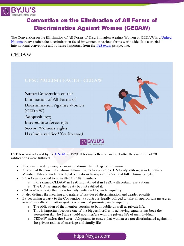 CEDAW | PDF | Convention On The Elimination Of All Forms Of Discrimination Against Women ...