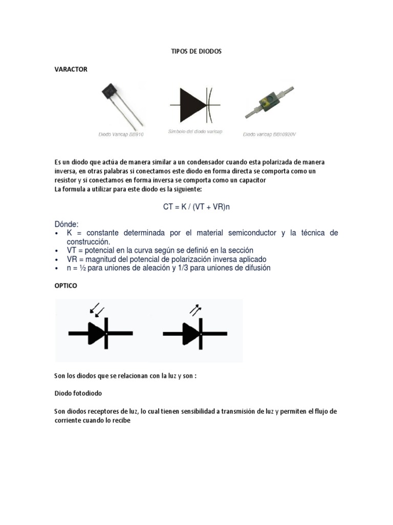 Tipos de Diodos | PDF | Diodo | Semiconductores