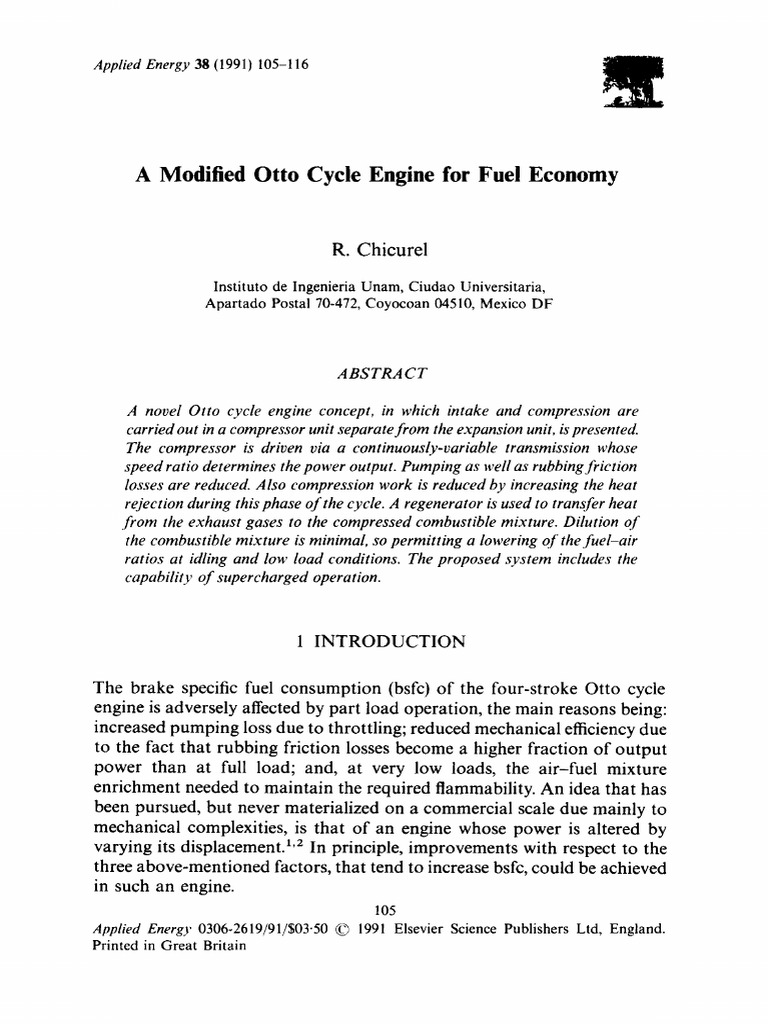 A Modified Otto Cycle Engine For Fuel Economy | PDF | Internal ...