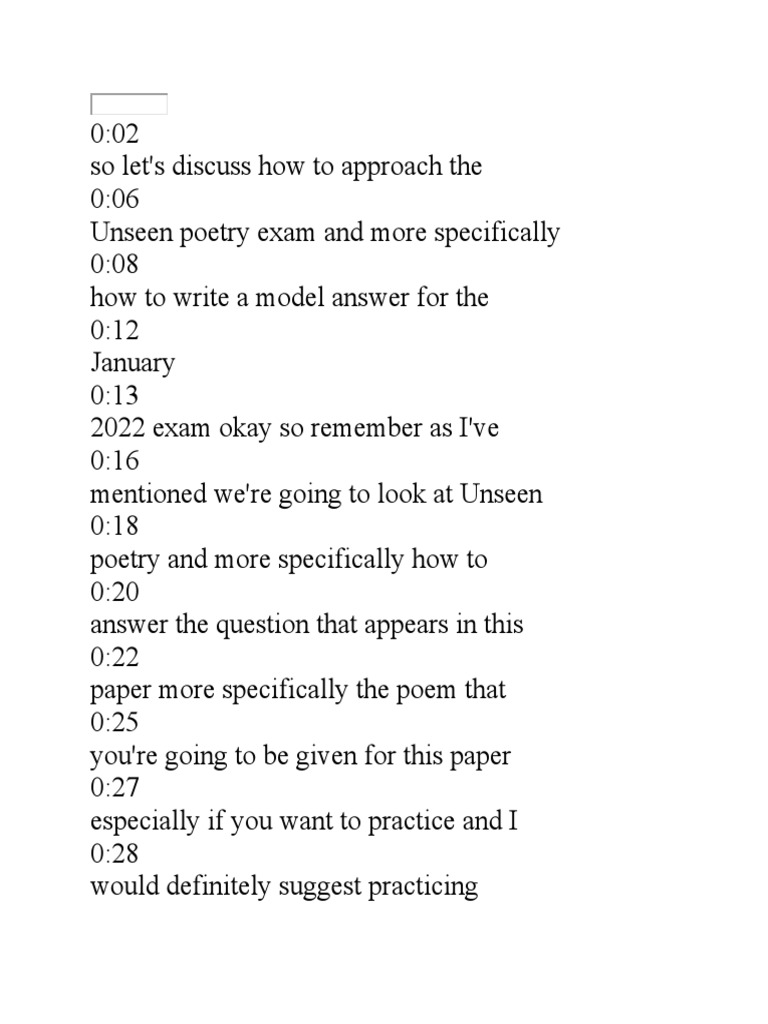 Script Talking Lecture Pdf Poetry Question