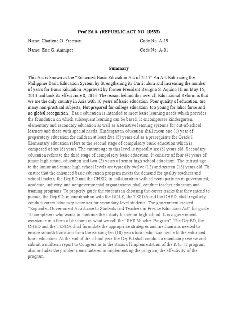 Prof Ed 6 Report Outline | PDF | Curriculum | Secondary Education