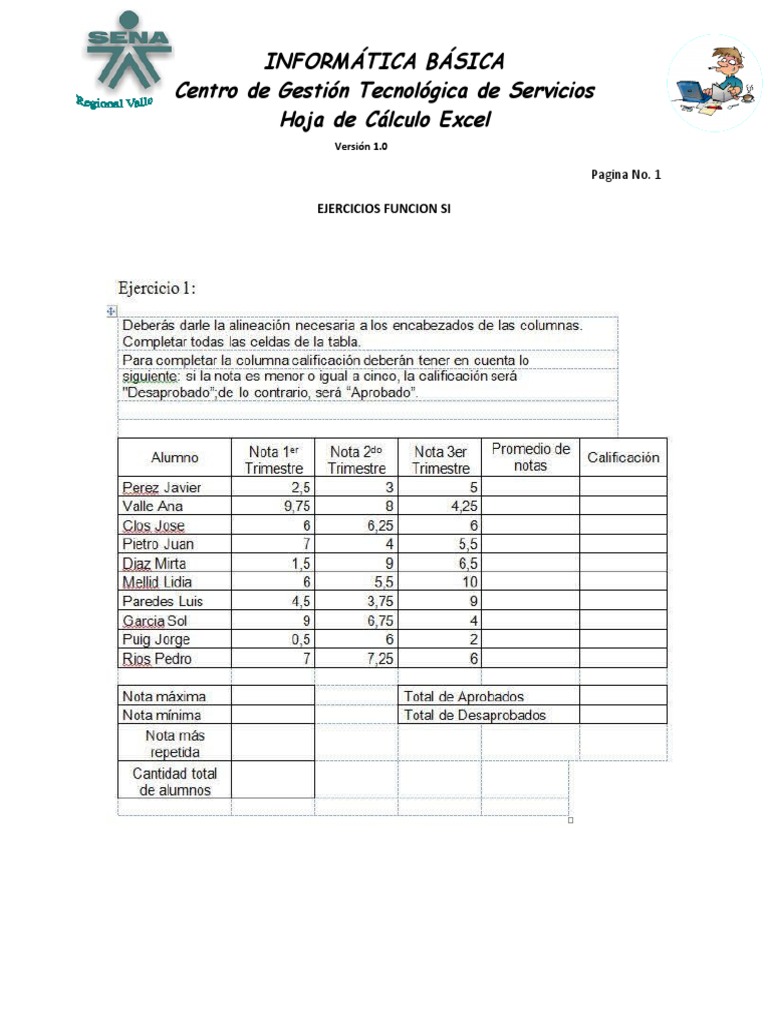 Ejercicios Funcion Si | PDF