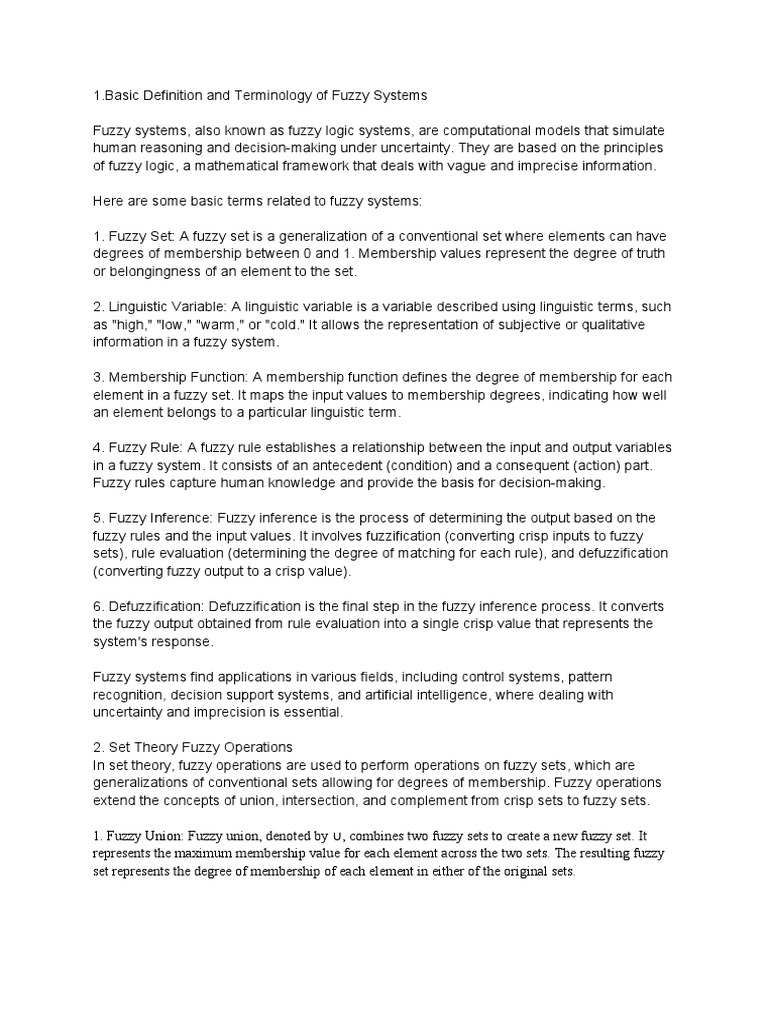 Unit 3 Fuzzy Systems | Download Free PDF | Fuzzy Logic | System