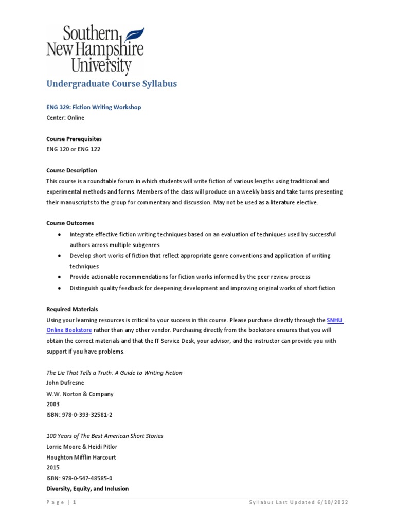 SNHU ENG 329 Syllabus | PDF | Americans With Disabilities Act Of 1990 ...