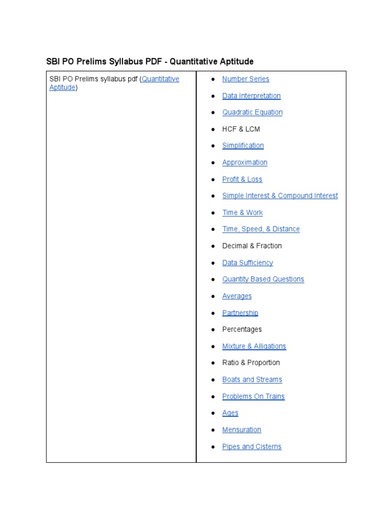 SBI PO Syllabus | PDF | Cognitive Science
