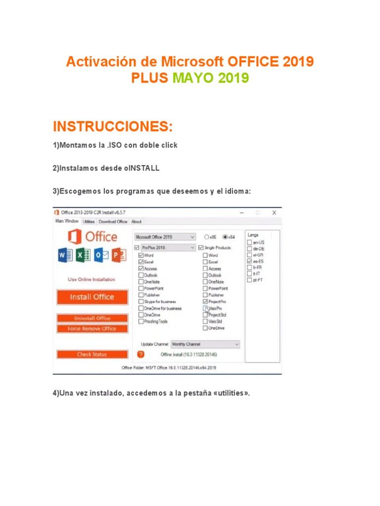 Activación de Microsoft OFFICE 2019 PLUS | PDF