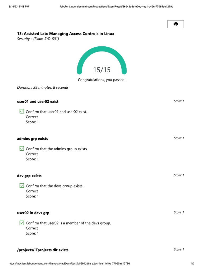 13.assisted Lab Managing Access Control Linux | PDF
