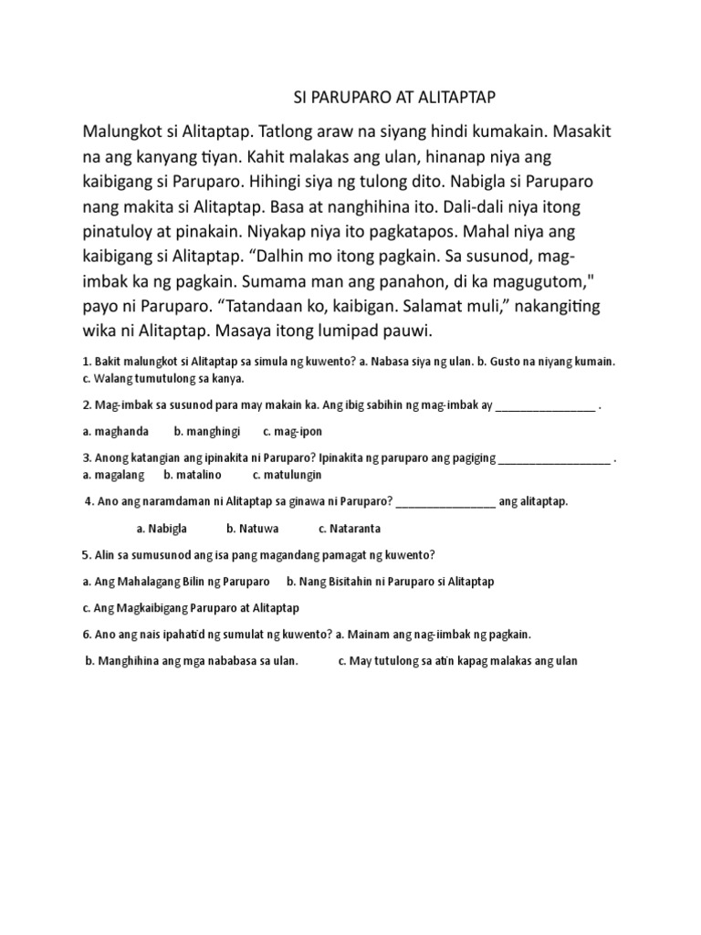 Si Paruparo at Alitaptap | PDF