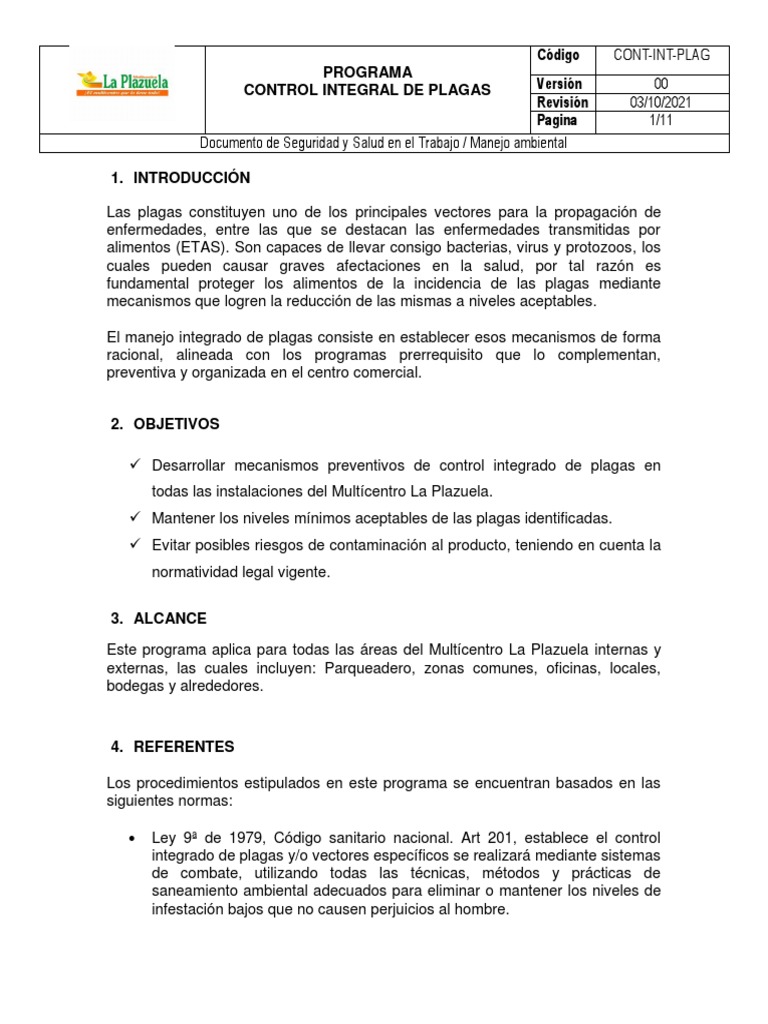 Programa Control Integral de Plagas V - 1 | PDF | Pesticida | Insectos