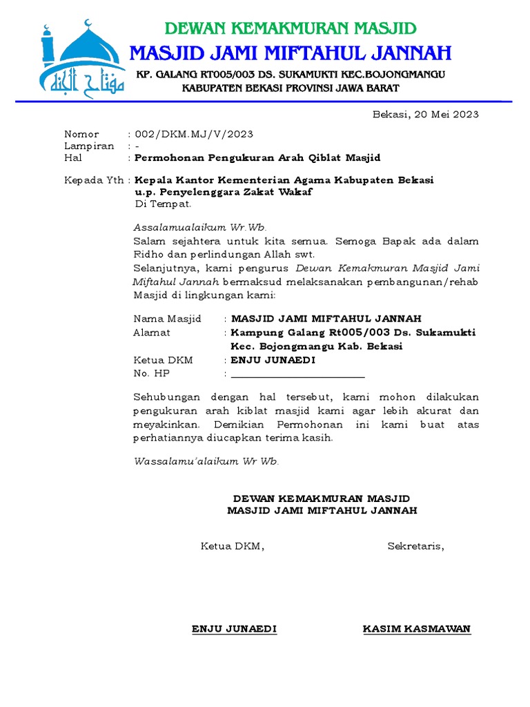 contoh_surat_permohonan_arah_kiblat | PDF