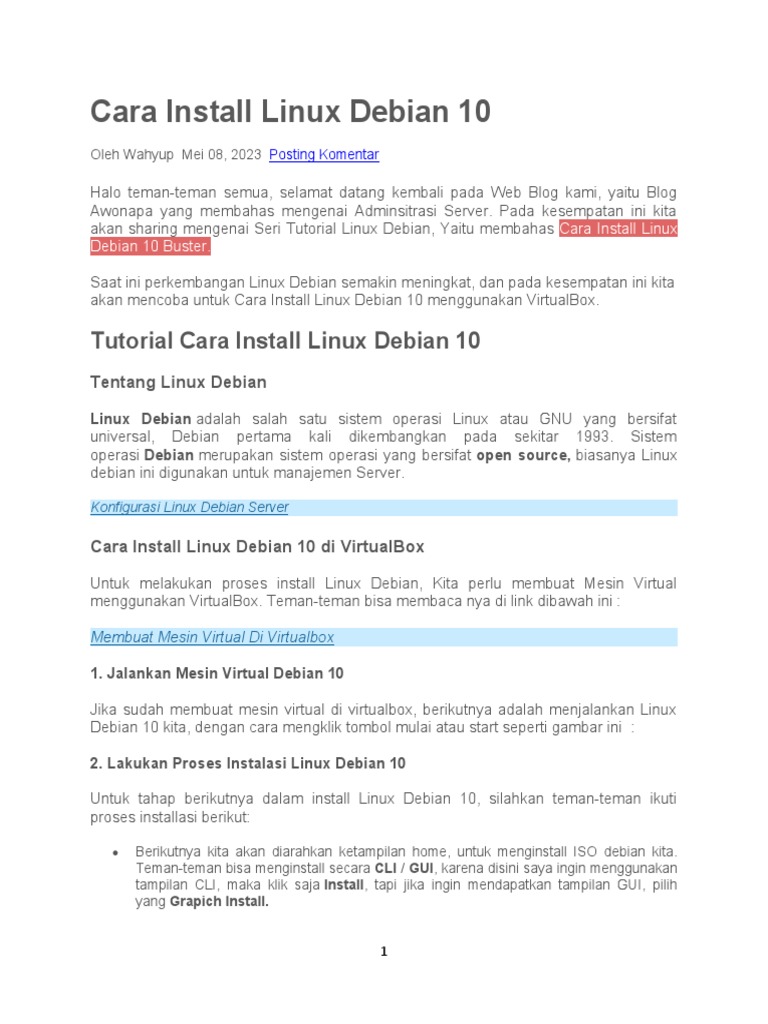 Tutorial Cara Install Debian 11 Pdf Komputer