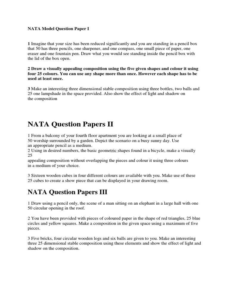 NATA-Model-Question-Paper | PDF