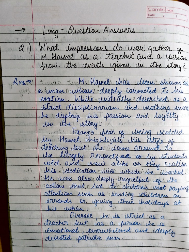 The Last Lesson - Long Answers + Extracts | PDF