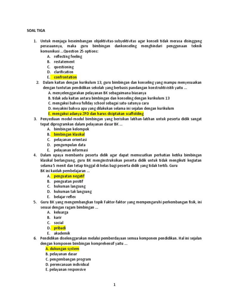 Soal PPG BK 11 | PDF