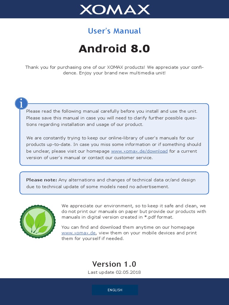 XOMAX Android 8 UM-1-EN.e44986b1c95840ec2136705e25d9ef7243d4d583 | PDF | I Phone | Smartphone