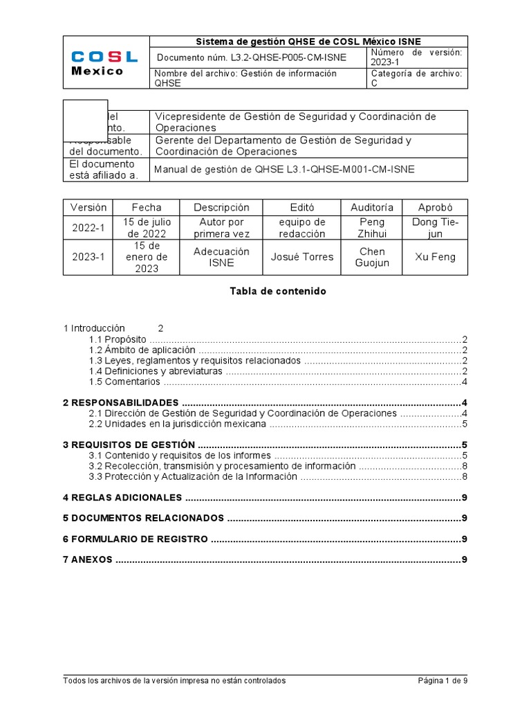 L3.2-QHSE-P005-CM-ISNE QHSE Information Management | PDF | México | Información
