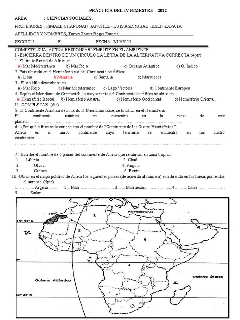 Práctica Del Continete de África | PDF