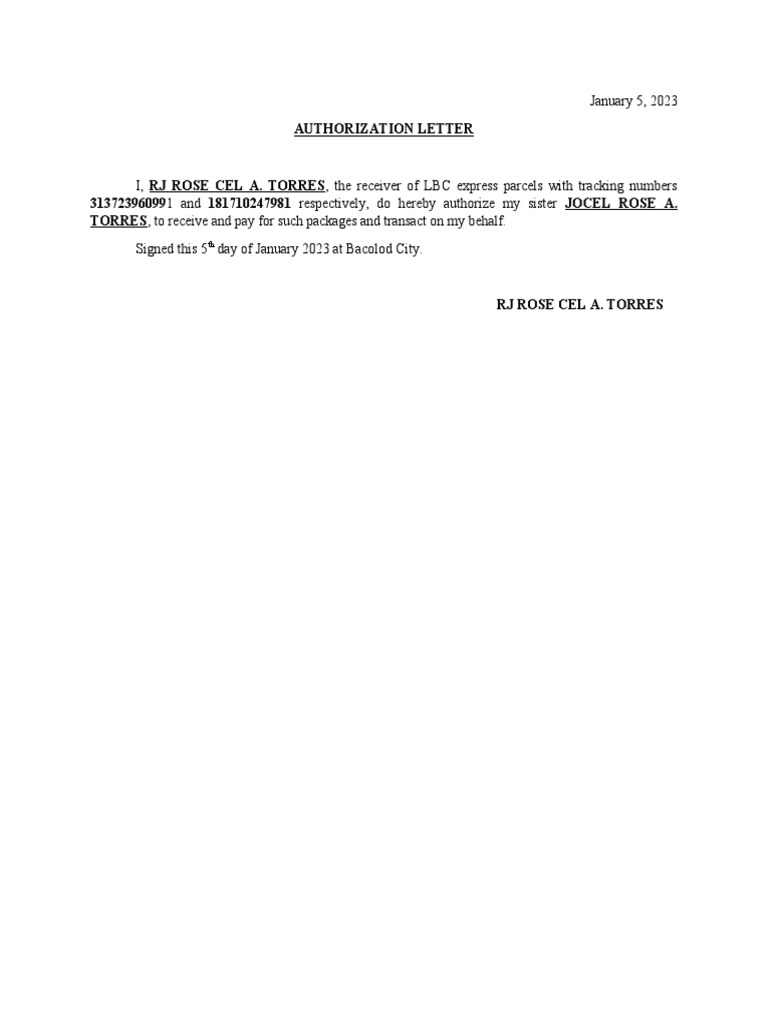 Authorization LBC | PDF