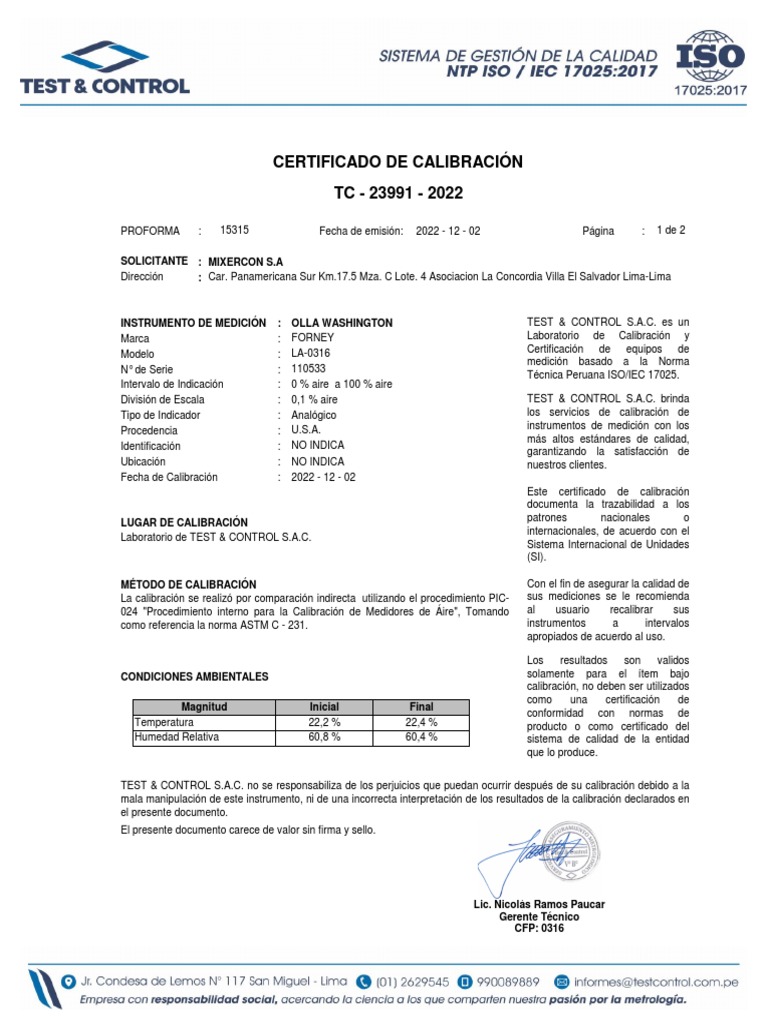 TC 23991 15315ac1 - 6 Olla Washington | PDF | Calibración | Exactitud y precisión