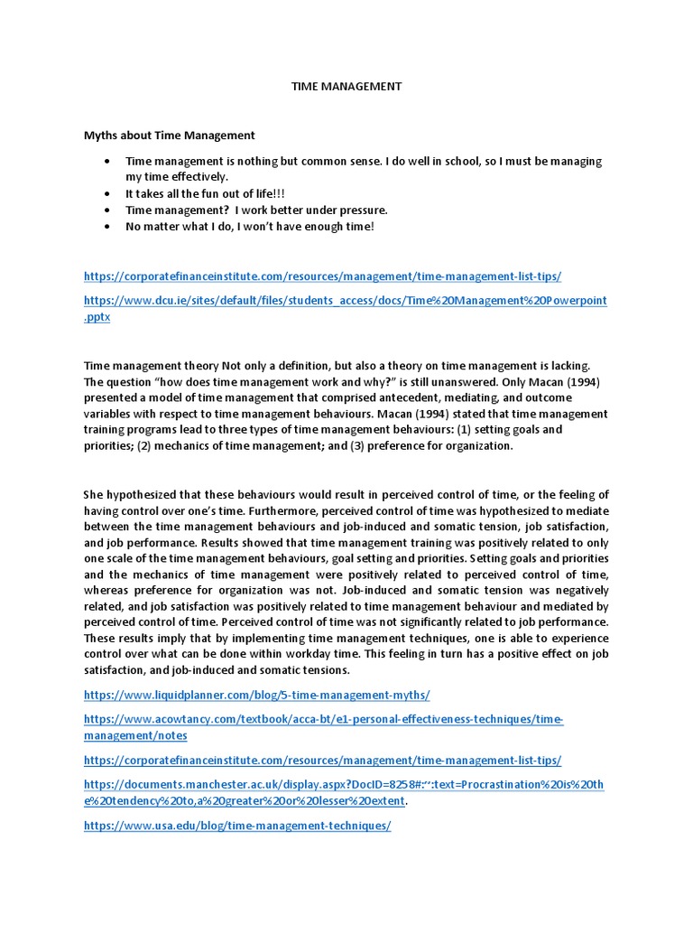 Time Management | PDF | Time Management | Professional Skills