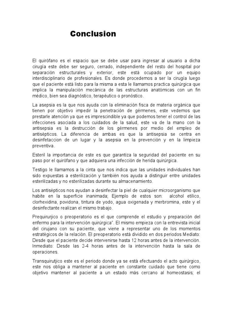 Conclucion de Cirugia Quirurgica | PDF | Anestesia | Cirugía