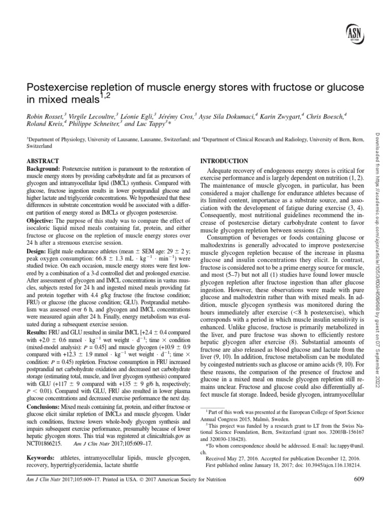 Ajcn 138214 | PDF | Glycogen | Fructose