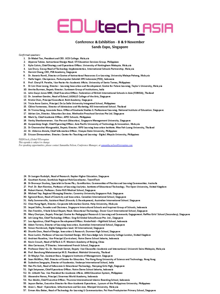 EDUtech Asia 2023 - Conference Preliminary Agenda - 15-Jun | PDF ...